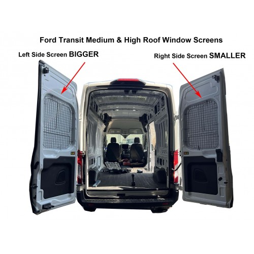Ford Transit Full Size Van Medium / High Roof 2 Rear Window Safety Screens